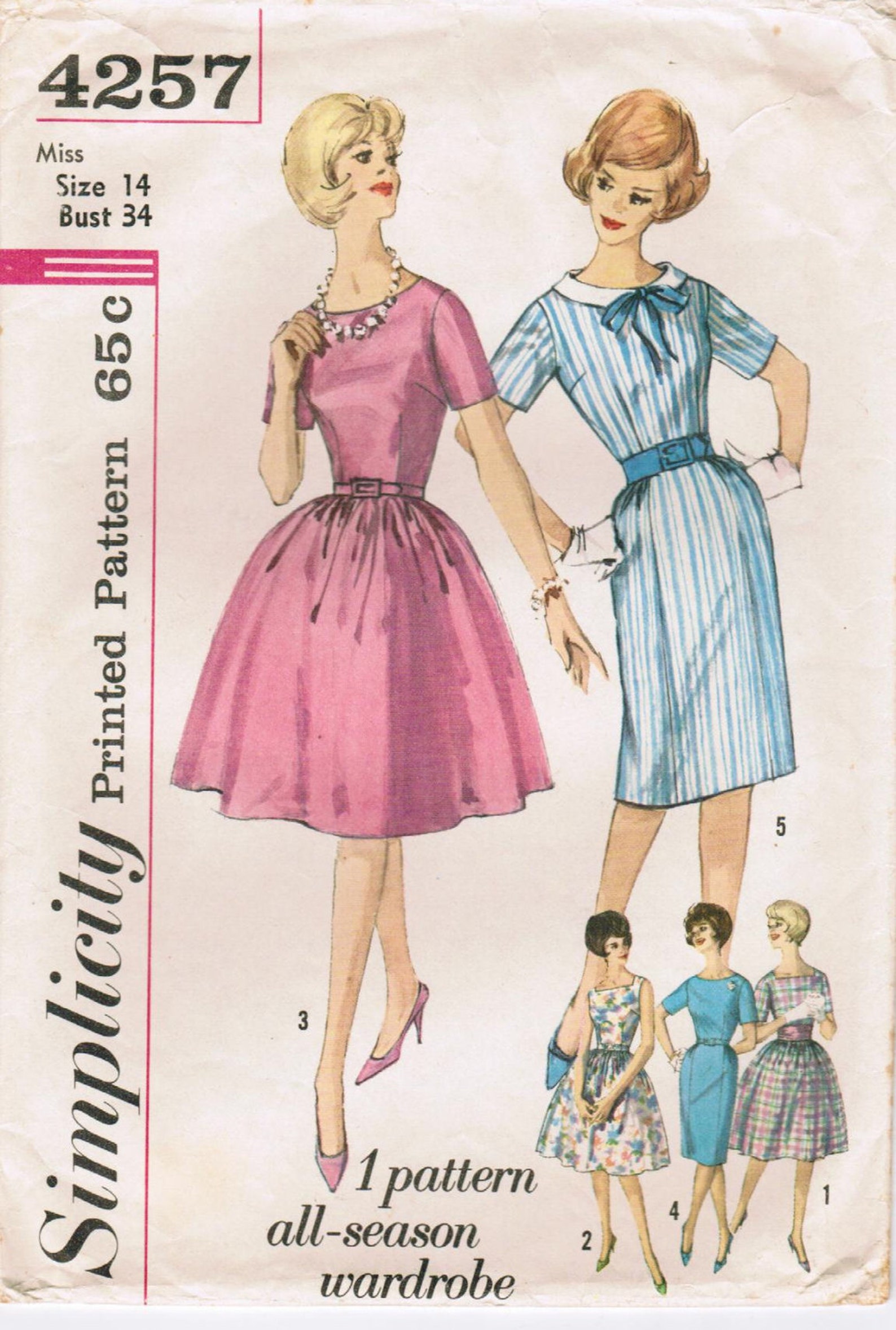 1960s Simplicity 4257 Vintage Sewing Pattern Misses Full Skirt - Etsy