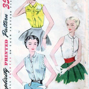 1950s Simplicity 4238 Vintage Sewing Pattern Misses Shirtwaist Blouse ...