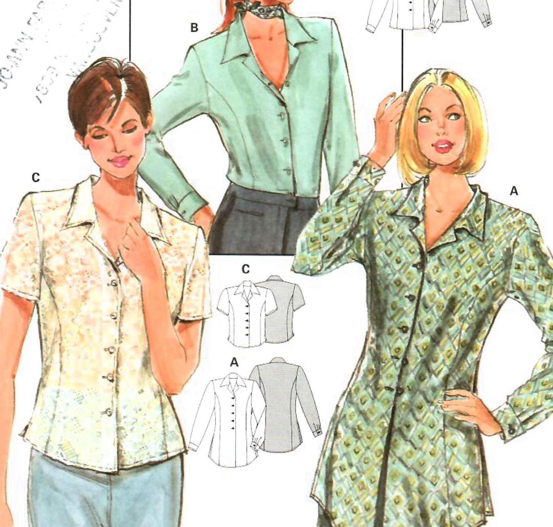 1990s Fitted Blouse, Tunic Sewing Pattern: Burda 3087 Misses Size 8-18 ...