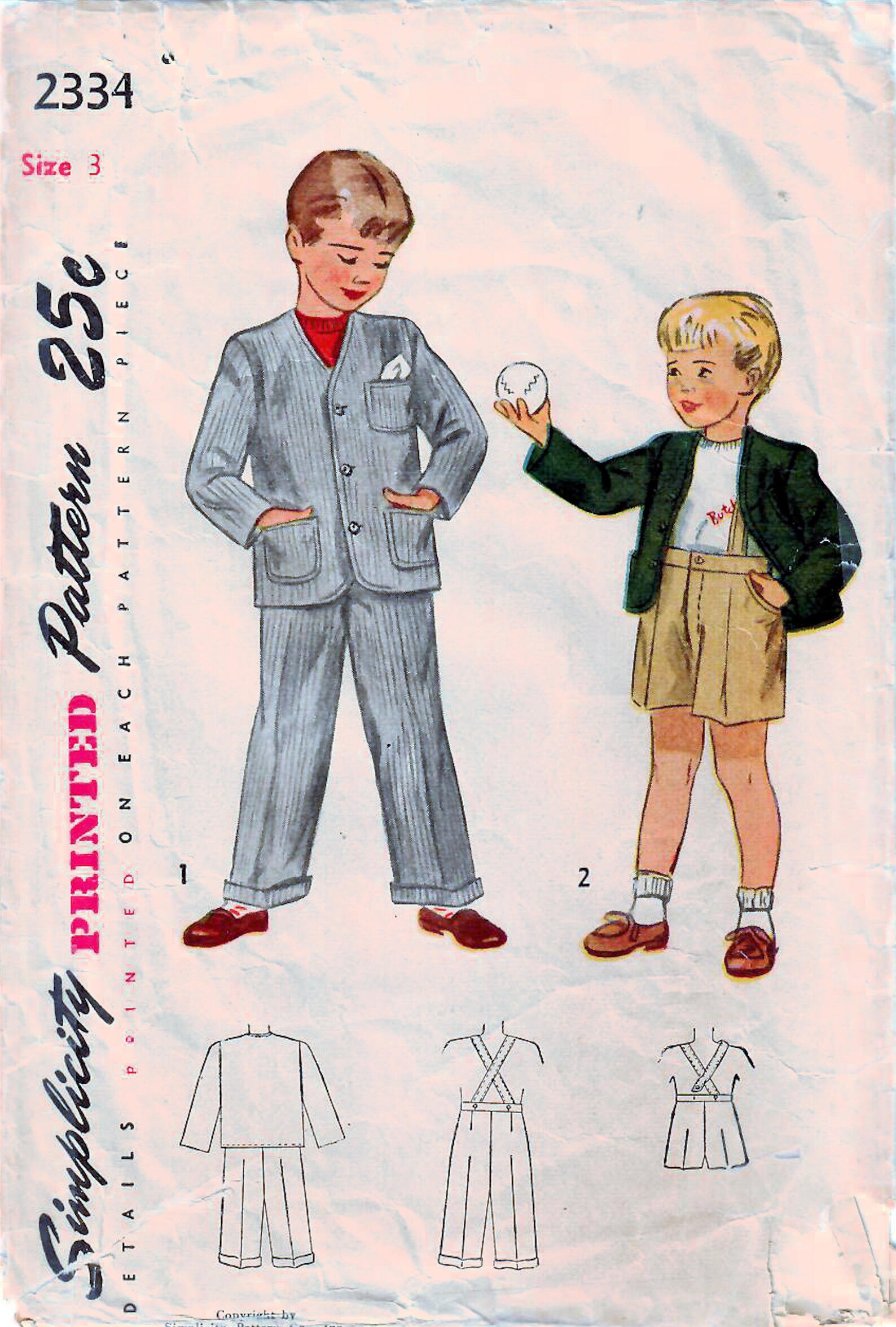 1940s Simplicity 2334 Vintage Sewing Pattern Boys Suit - Etsy