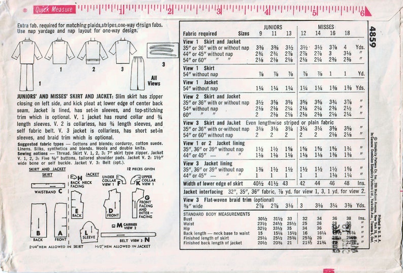 1960s Simplicity 4859 Vintage Sewing Pattern Misses Slim Skirt, Box ...