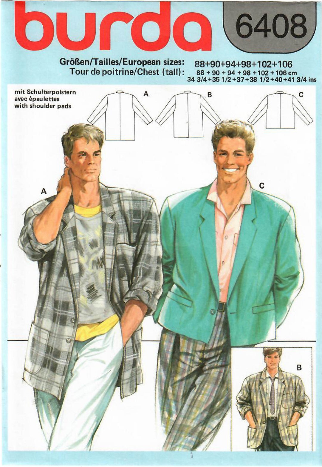 1980s Burda 6408 UNCUT Vintage Sewing Pattern Loose-fitting Jacket ...