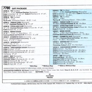 1980s Mccall's 7780 Vintage Craft Pattern Gift Package Necktie, Book ...