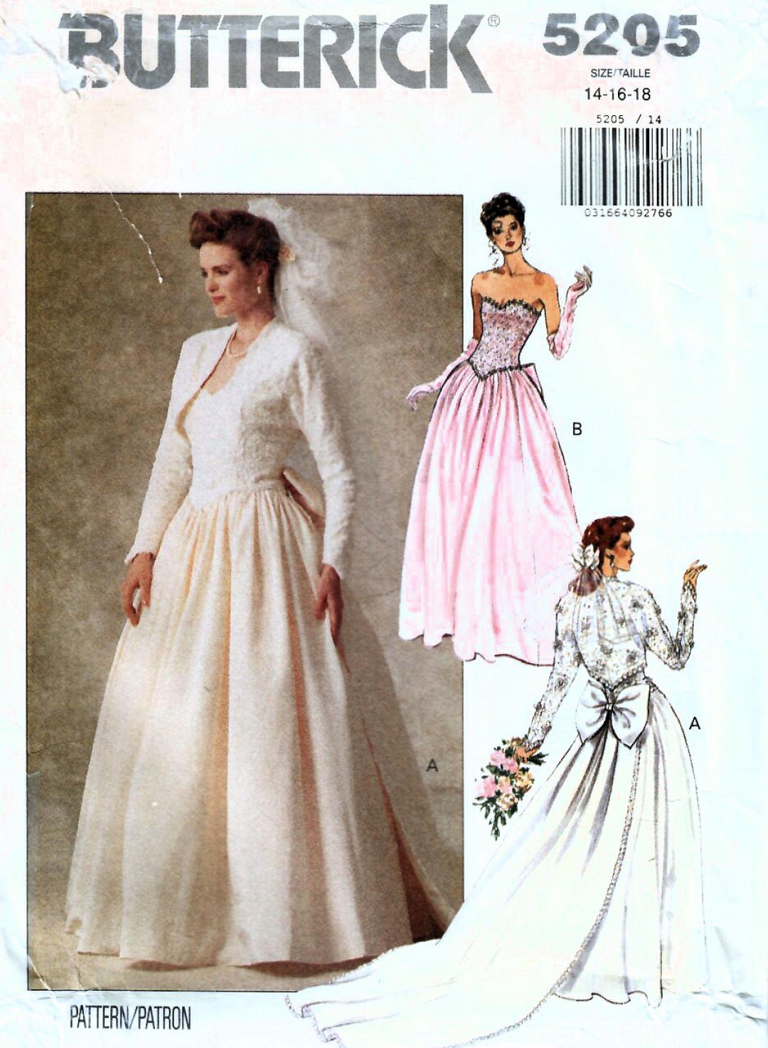 1990s Butterick 5205 UNCUT Vintage Sewing Pattern Strapless Bridal ...