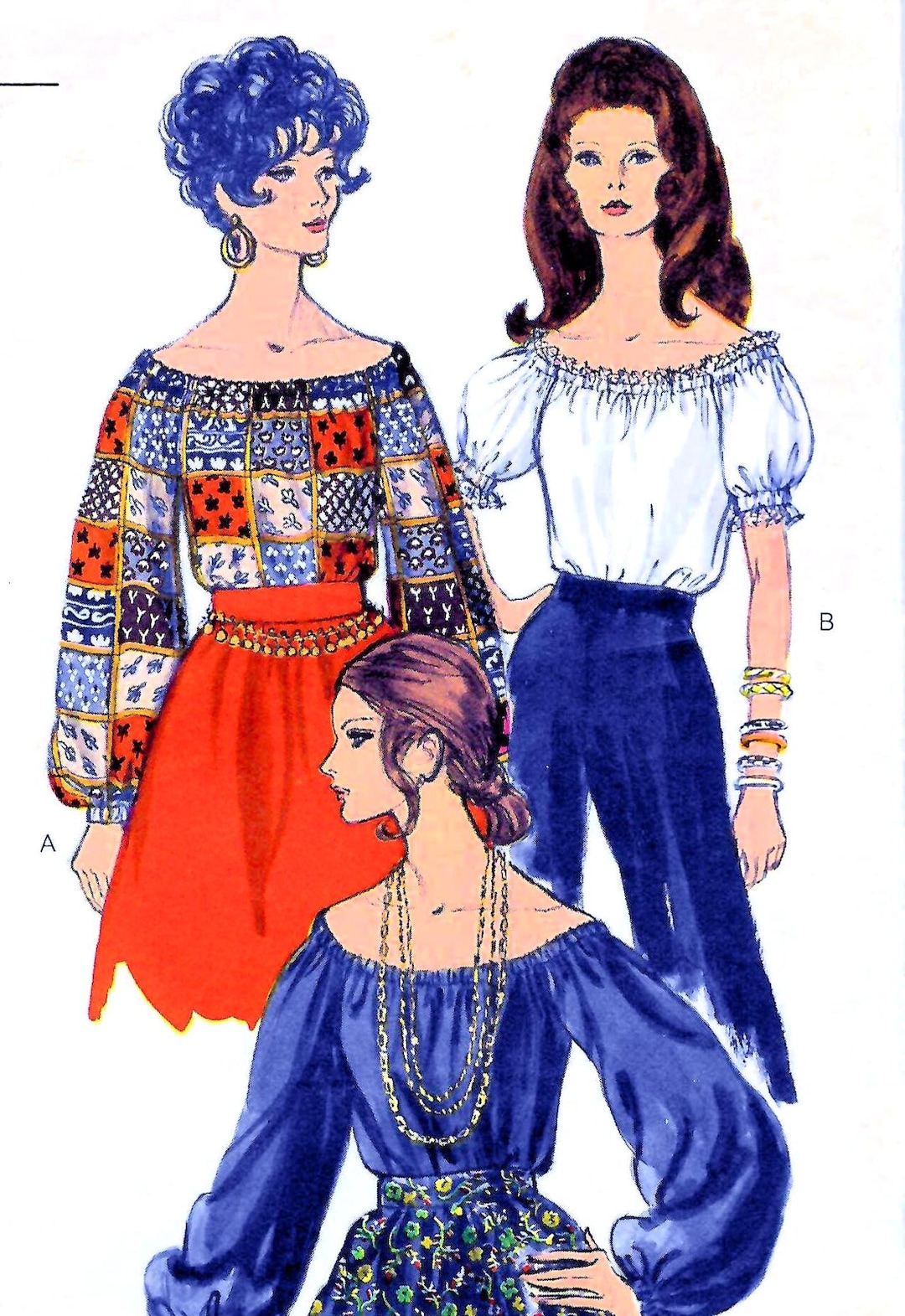 1960s Peasant Blouse Sewing Pattern: Vogue 7650 Misses Size Small (31.5 ...