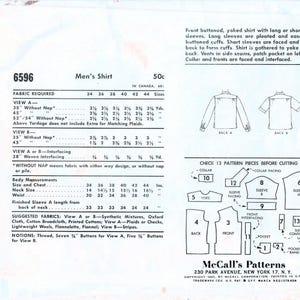 1960s Mccall's 6596 Vintage Sewing Pattern Men Casual Shirt, Dress ...