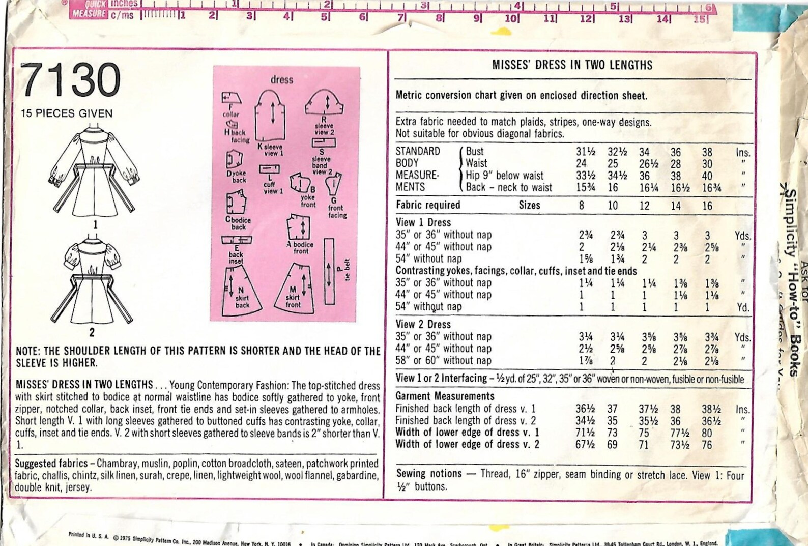 1970s Simplicity 7130 Vintage Sewing Pattern Misses Flared | Etsy