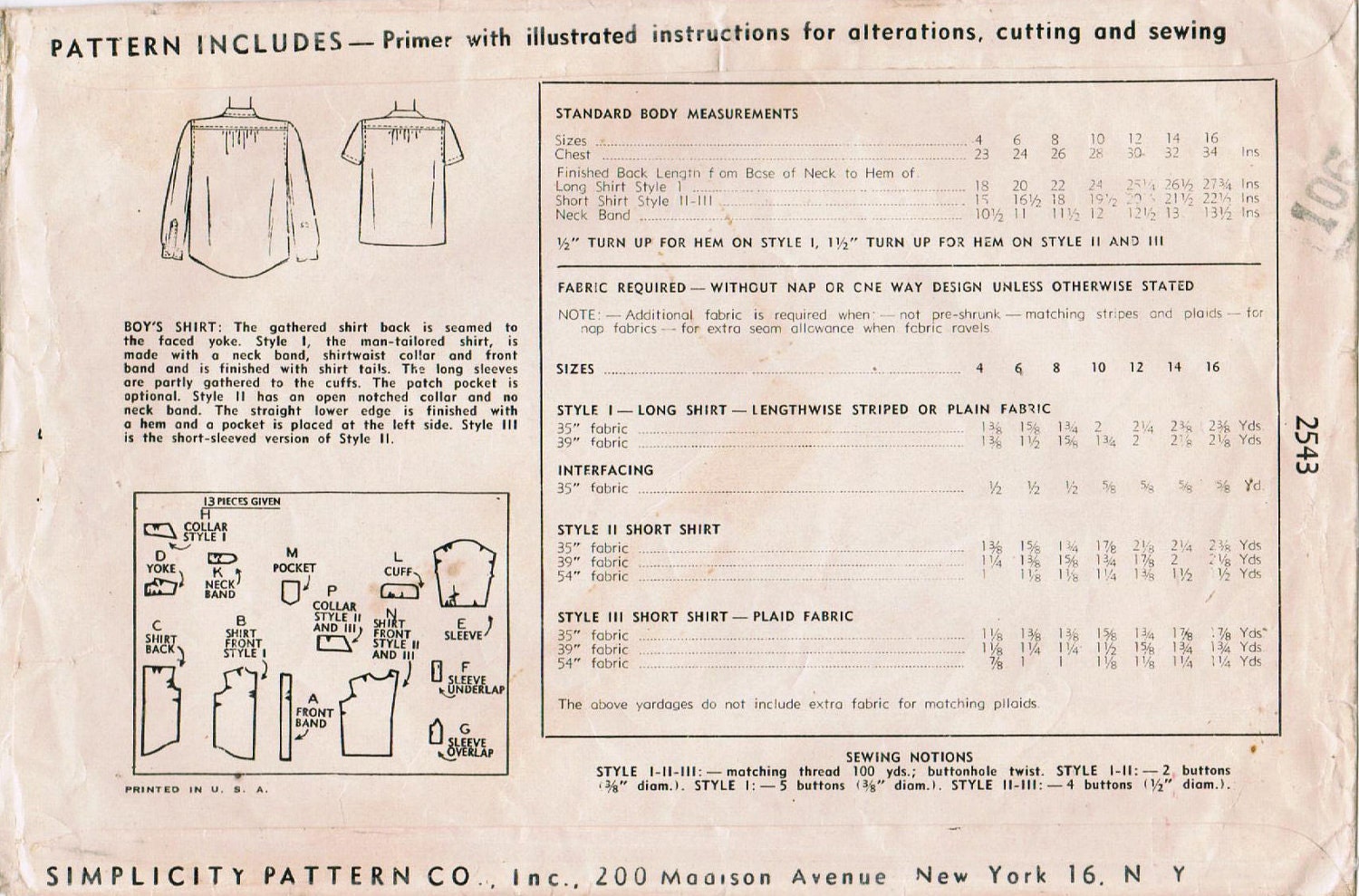 1940s Simplicity 2543 Vintage Sewing Pattern Boys Casual - Etsy Sweden