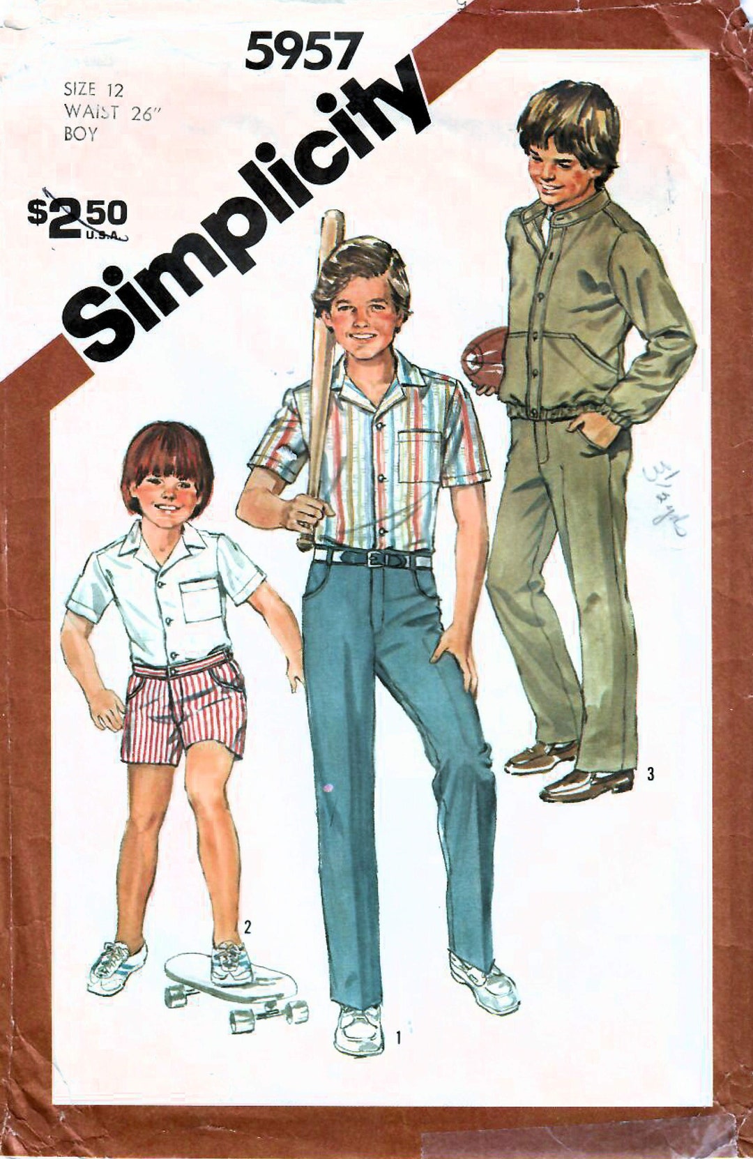 1980s Simplicity 5957 Vintage Sewing Pattern Boys Shorts, Long Pants ...