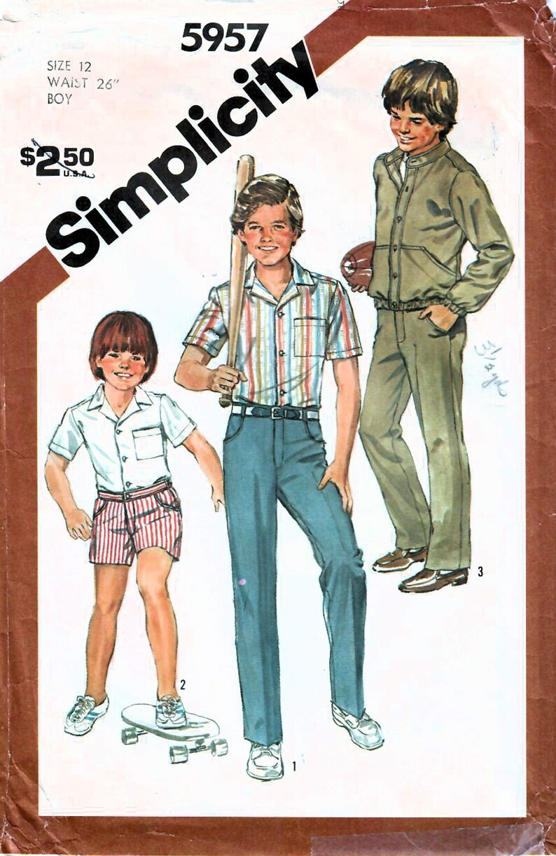 1980s Simplicity 5957 Vintage Sewing Pattern Boys Shorts Long - Etsy