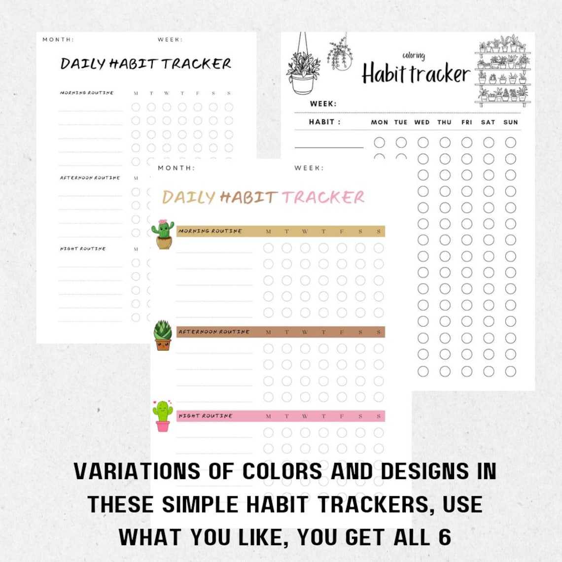Simple Habit Tracker Digital and Printable, Simple Habit Tracker,habit ...