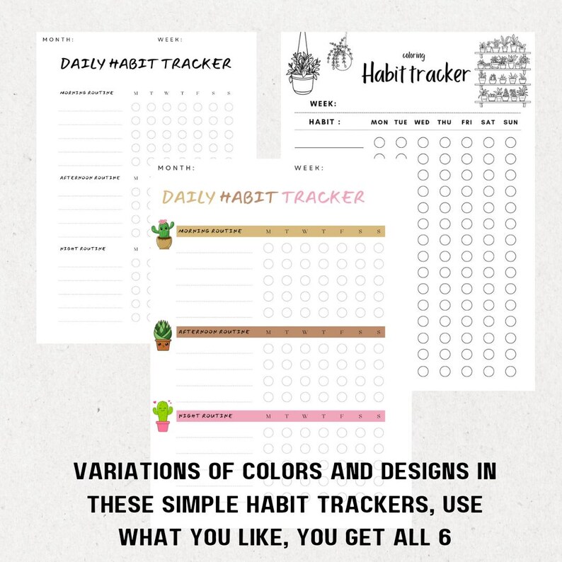Simple Habit Tracker Digital and Printable, Simple Habit Tracker,habit ...