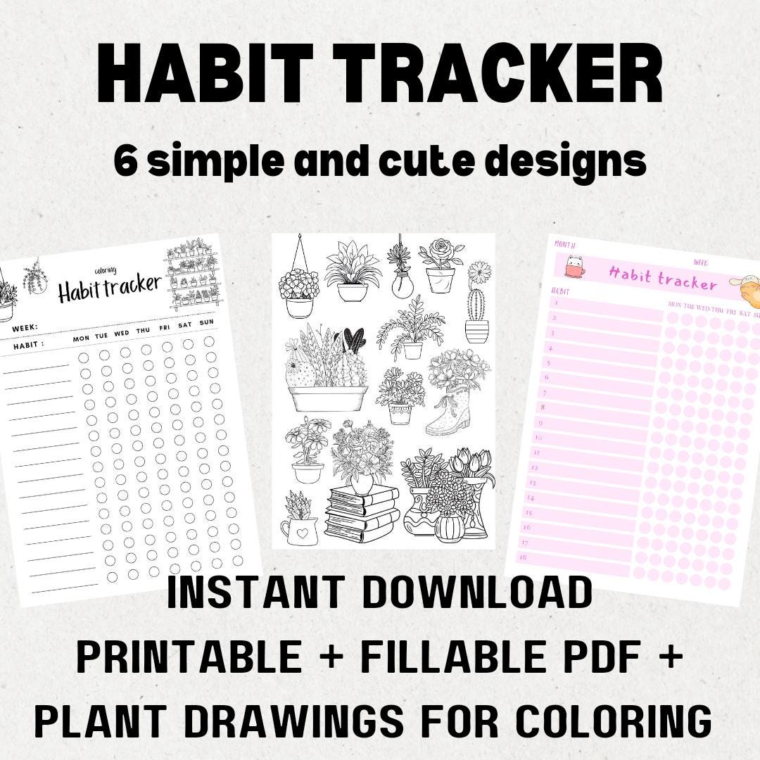Simple Habit Tracker Digital and Printable, Simple Habit Tracker,habit ...