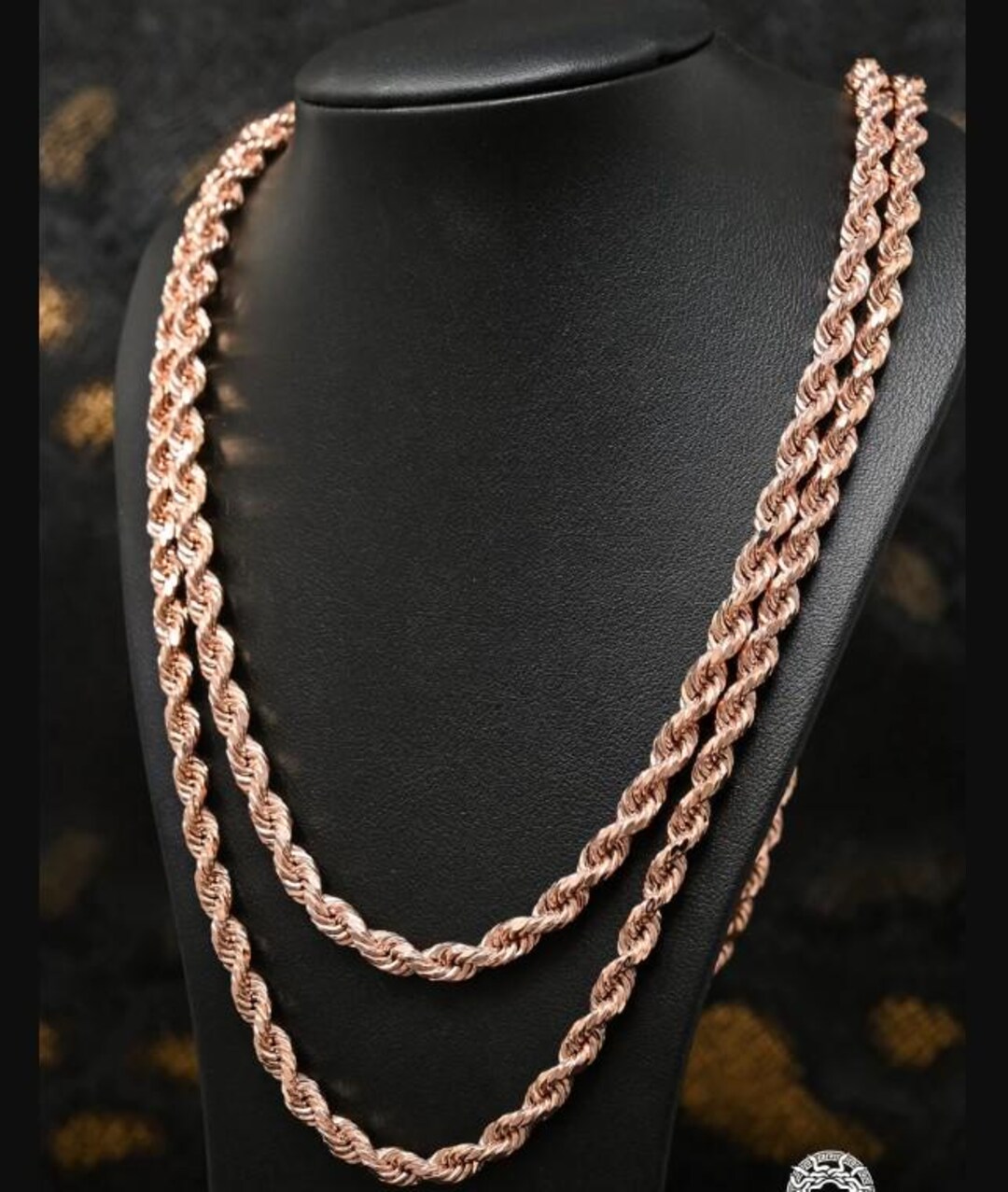 CREDIBLE Black & Rose Gold Colors Stainless Steel Rope Chain Necklace ...