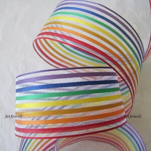 Gay Pride Ribbon, LGBTQ, Wired Ribbon, Rainbow, Stripe Organza Ribbon ...