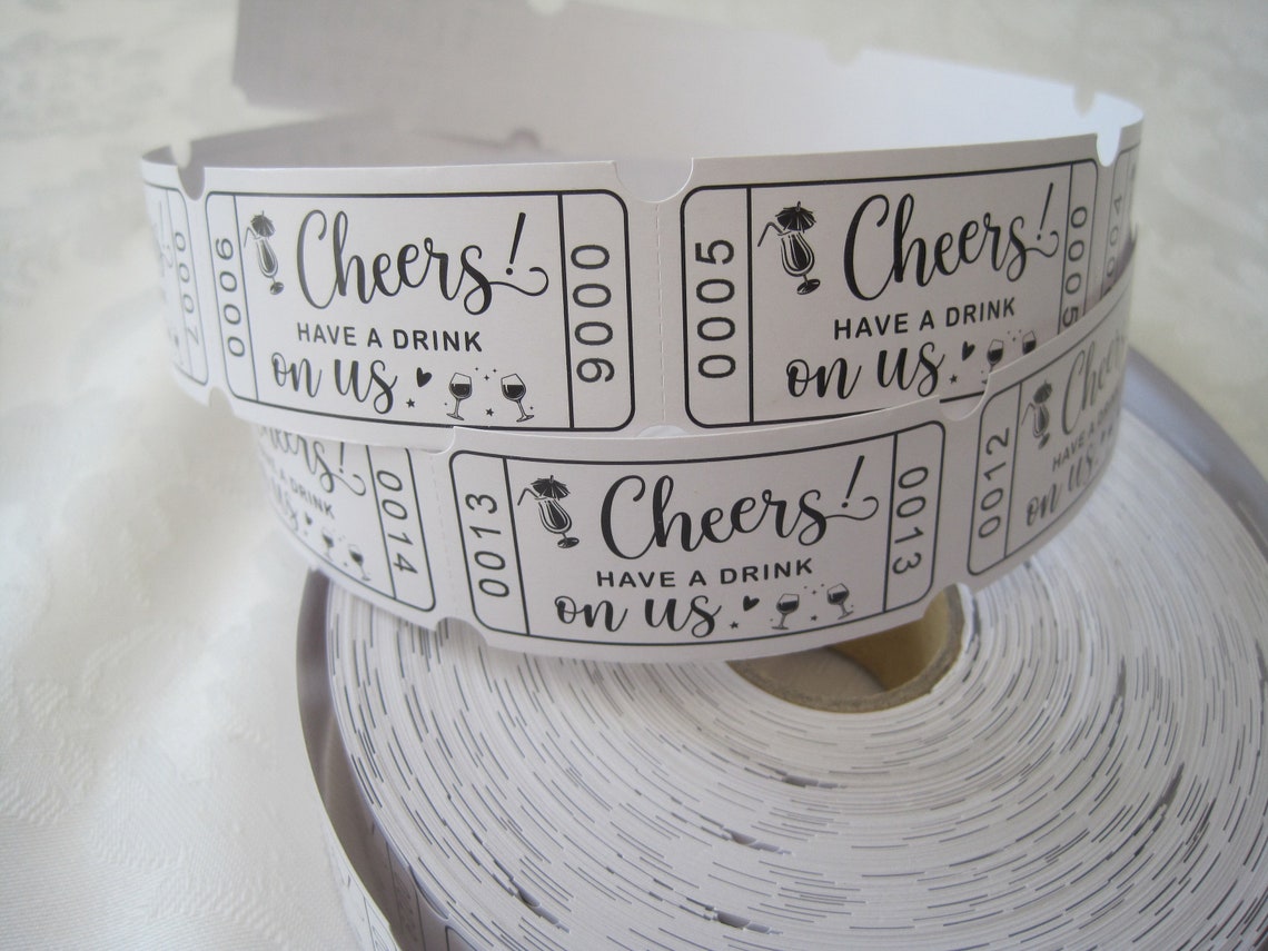 Drink Tickets, Good for One Drink, Wedding Party Reception, Host Bar ...