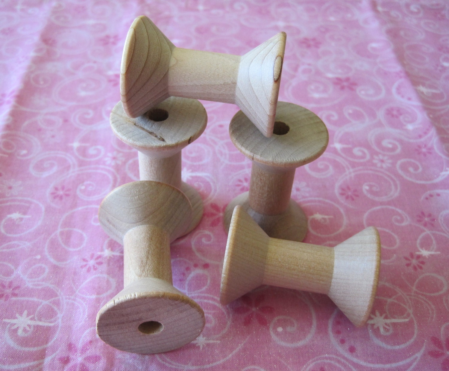 10 Wood Spools, Wooden Spool, Hourglass Spools, Unfinished Wood Spool ...