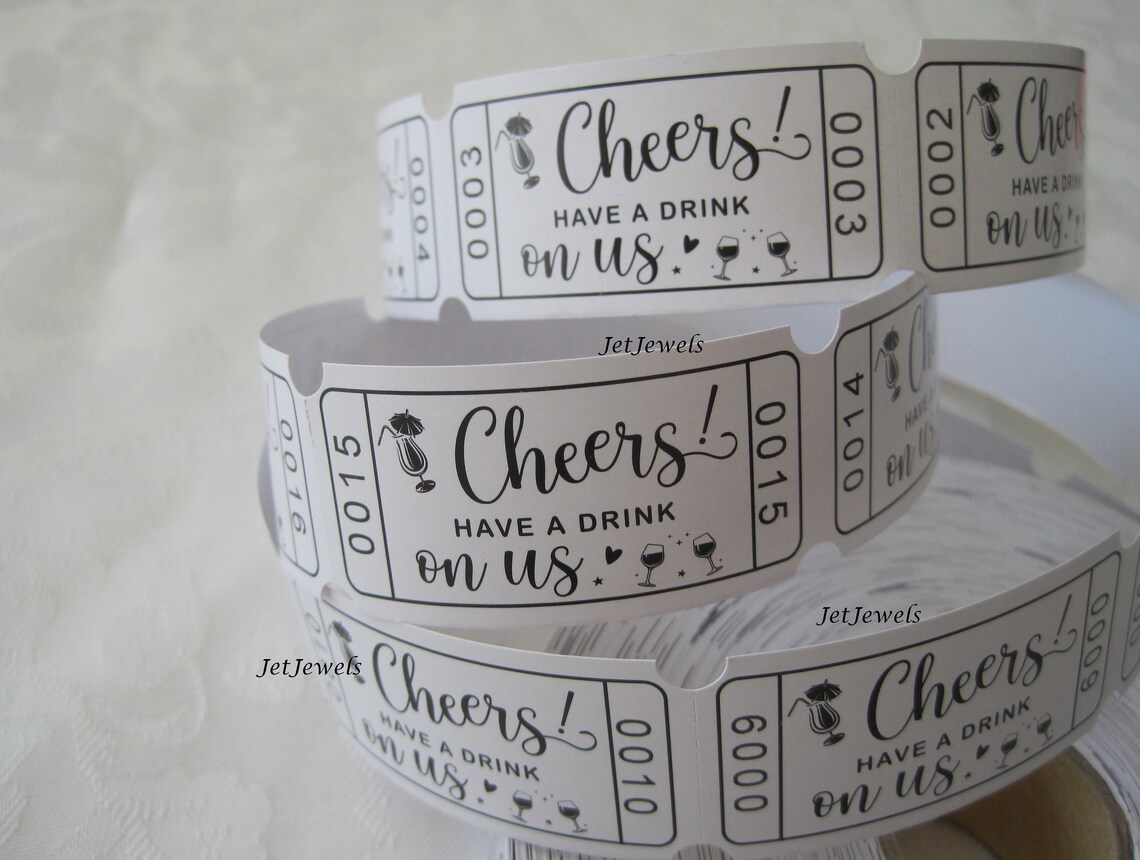 Drink Tickets, Good for One Drink, Wedding Party Reception, Host Bar ...