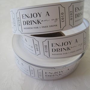 Drink Tickets, Good for One Drink, Wedding Party Reception, Host Bar ...