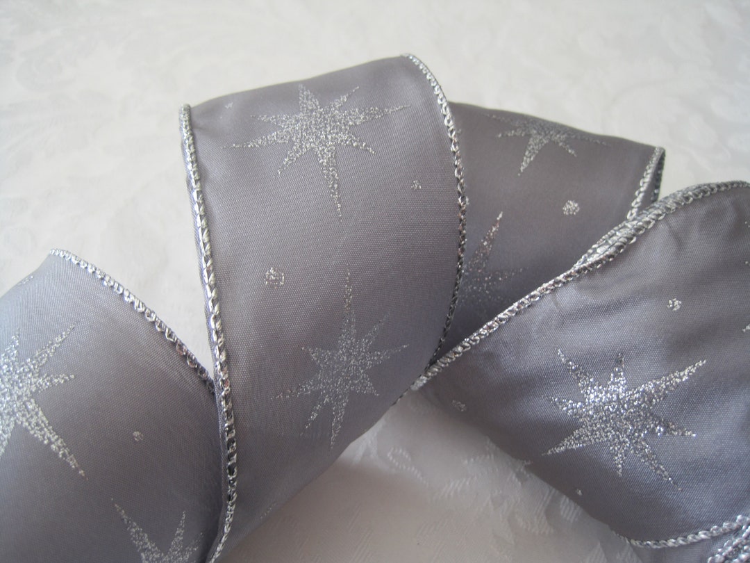 Silver Christmas Ribbon Wired Ribbon Floral Wreath Ribbon - Etsy