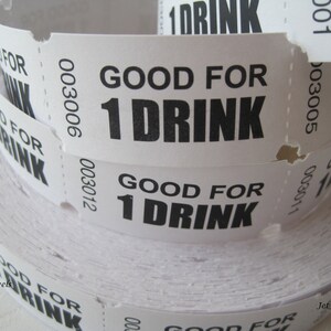 100 Drink Tickets, Good for One Drink, Wedding Reception, Free Drink ...