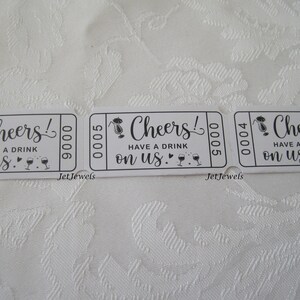 Drink Tickets, Good for One Drink, Wedding Party Reception, Host Bar ...
