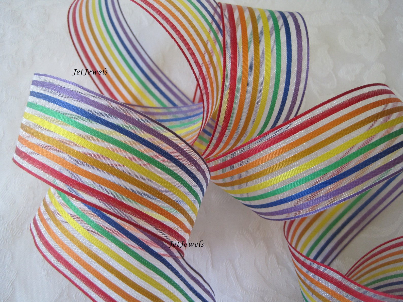Gay Pride Ribbon LGBTQ Wired Ribbon Rainbow Stripe Organza - Etsy