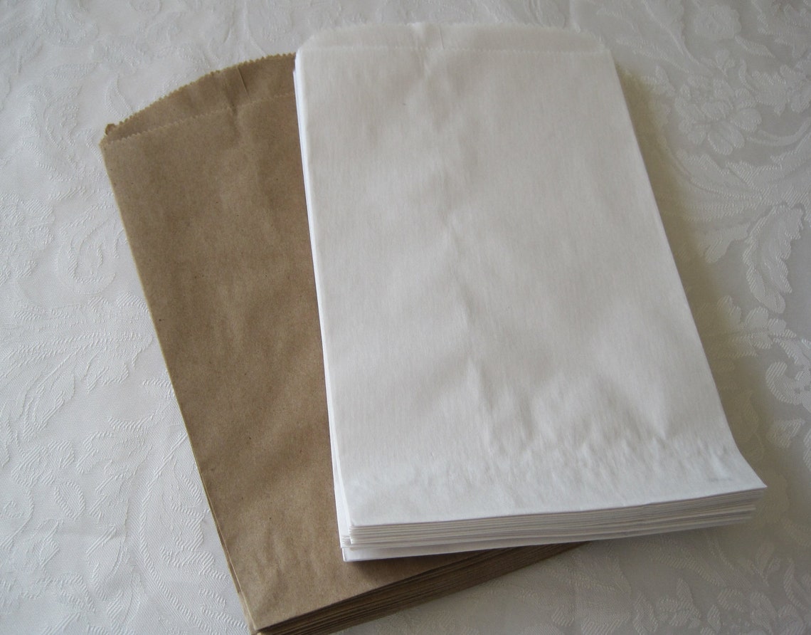 50 Paper Bags Brown Kraft Paper Bags White Paper Bags | Etsy