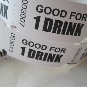 Drink Tickets, Good for One Drink, Wedding Reception, Cocktail Host Bar ...