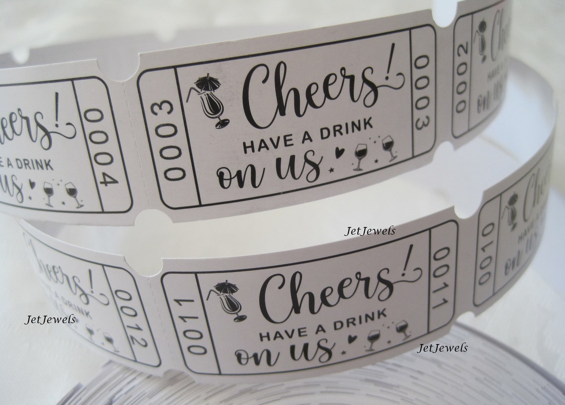 Drink Tickets, Good for One Drink, Wedding Party Reception, Host Bar ...