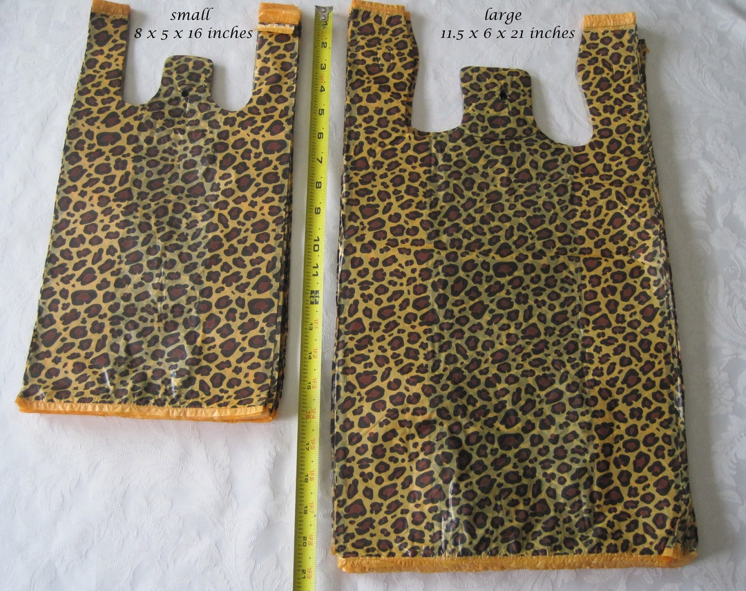 50 Plastic Bags, T Shirt Bags, Plastic Shopping Bags, Cheetah Leopard ...