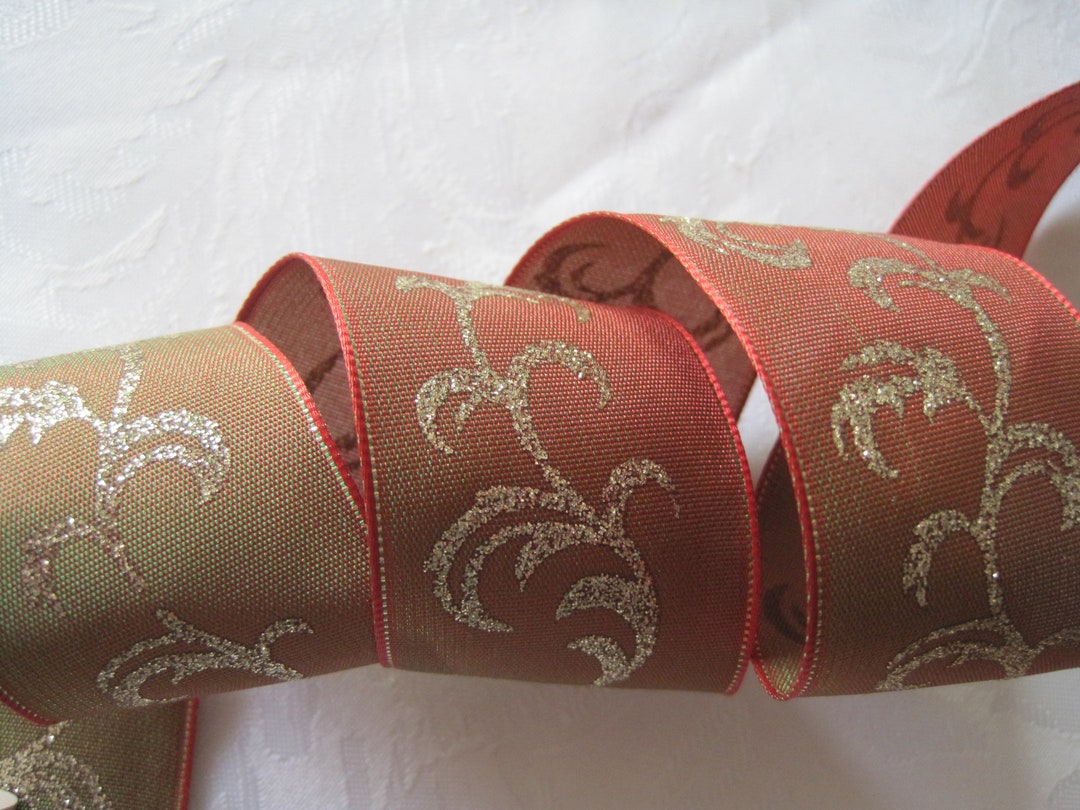 Red and Green Ombre Ribbon, Wired Ribbon, Christmas Holiday Gift Wrap ...