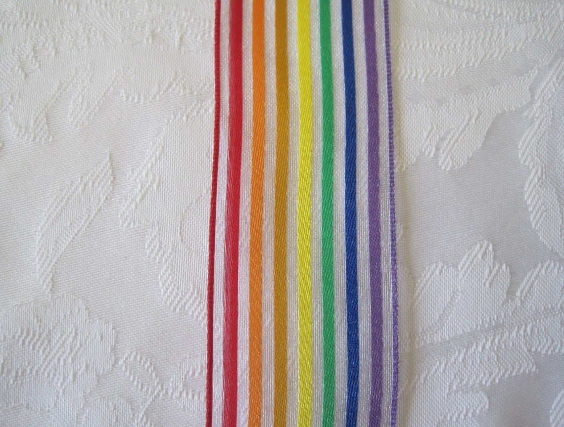Gay Pride Ribbon LGBTQ Wired Ribbon Rainbow Stripe Organza - Etsy