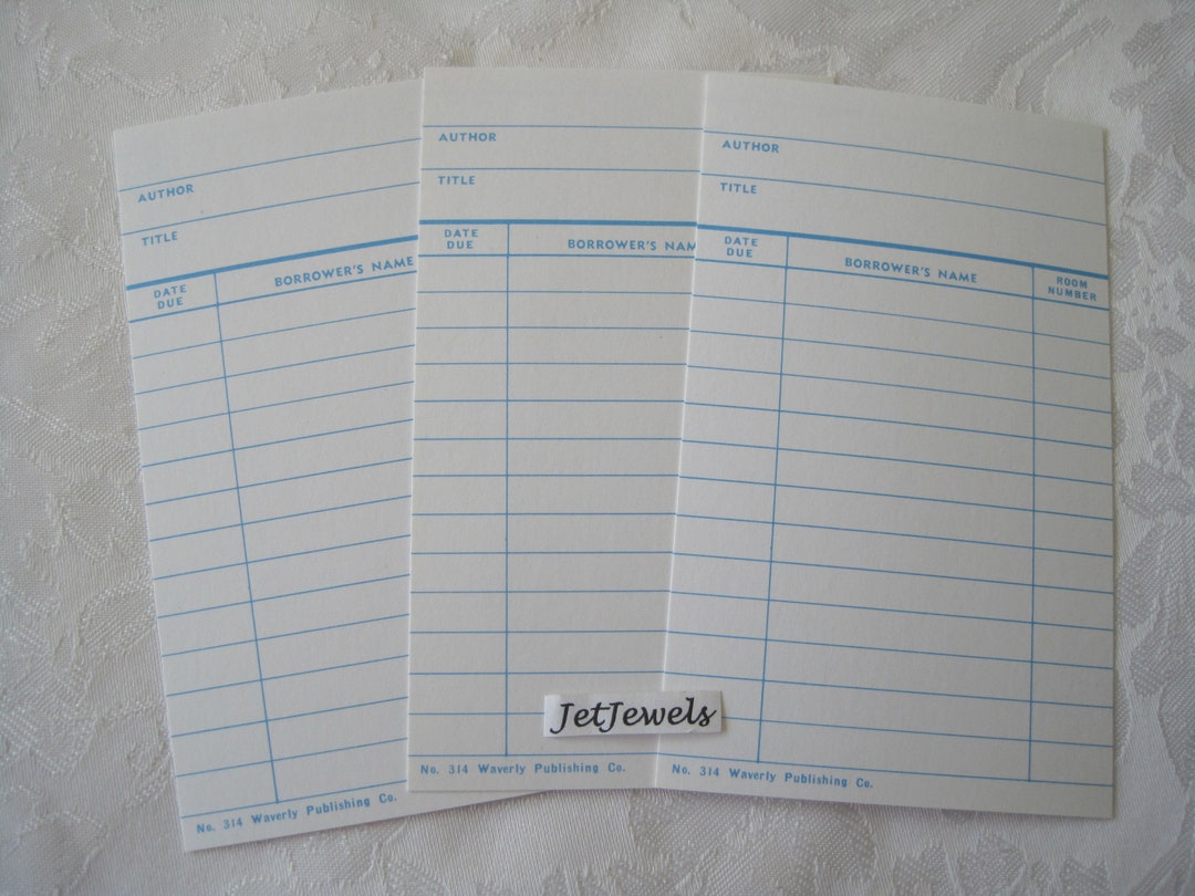 Library Cards, Vintage Library Card, White Lined Cards, Blank Library ...