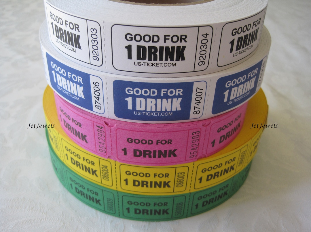 Drink Tickets, Good for One Drink, Wedding Reception, Free Drink Ticket ...