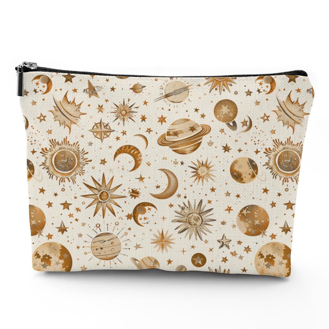 Celestial Make up Bag Whimsical Moon Sun Stars and Planets Unique ...