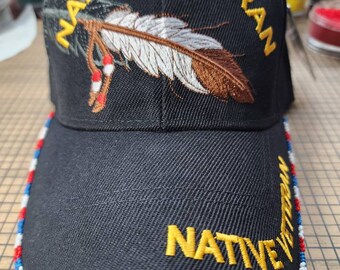 Beaded Native American Veteran Hat by American Indian Artist - Etsy