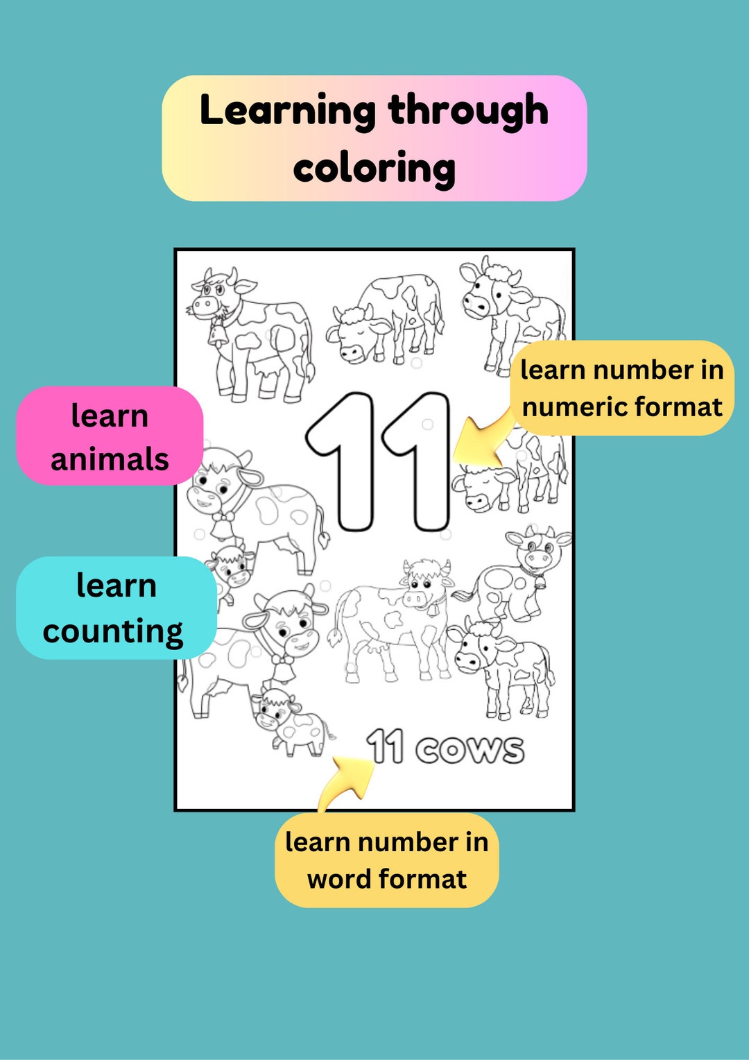 ANIMAL 20 Printable Numbers Coloring Pages, Coloring Page, Preschool ...