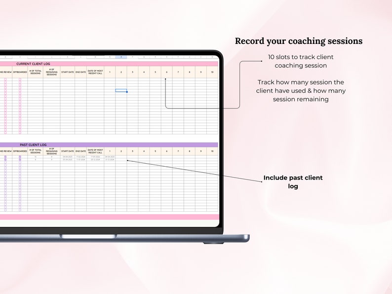 Client Session Tracker Spreadsheet for Coaches, Client Management, CRM ...