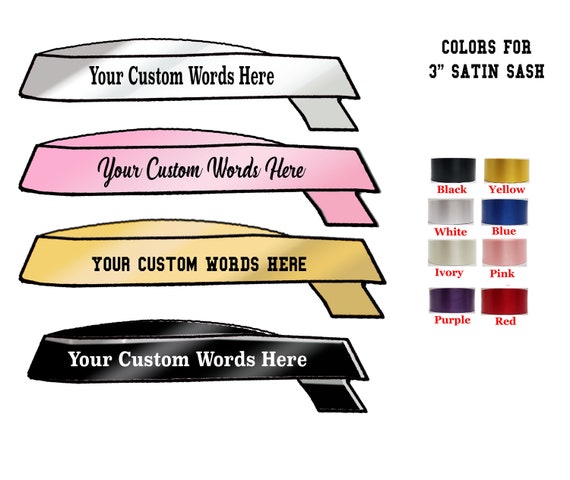 Custom 3 Sash Banner Ribbon Pageant Bachelorette Bride - Etsy