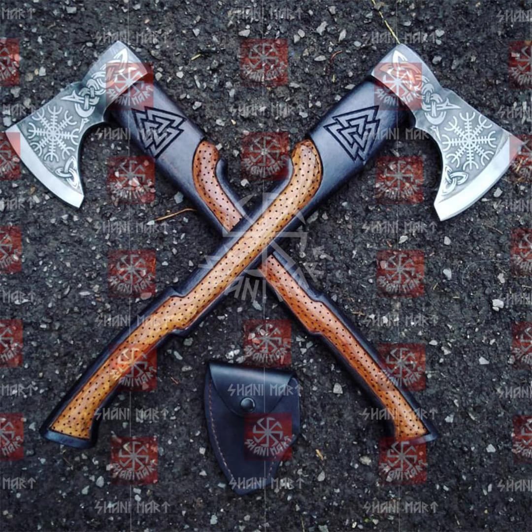 Custom Hand-forged Viking Axe With Ash Wood Shaft, Outdoor Tomahawk ...