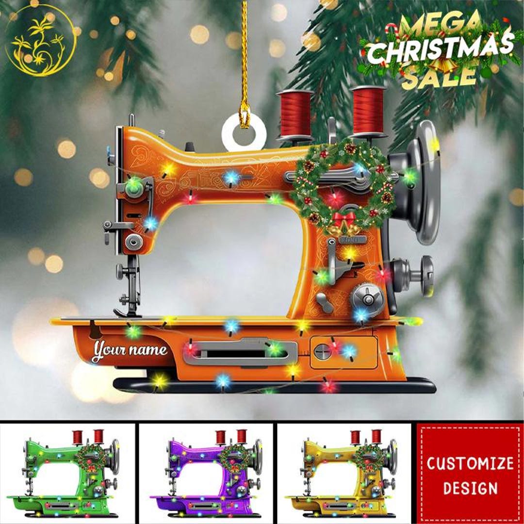 Personalized Sewing Machine Christmas 2D Ornament, Sewing Machine ...