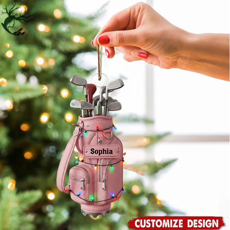 Custom Golf Bag Ornament With Name, Personalized Golfer Christmas Tree ...