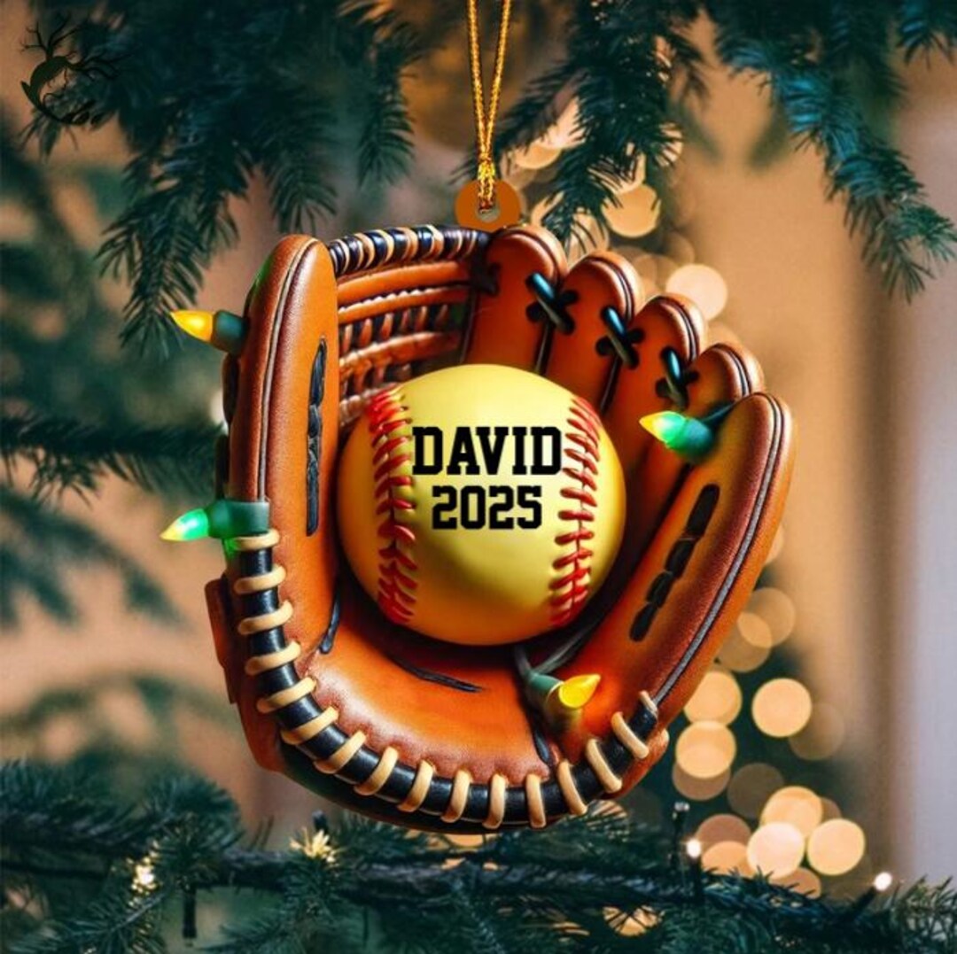 Personalized Softball Ornament, Custom Name Softball Christmas Tree ...