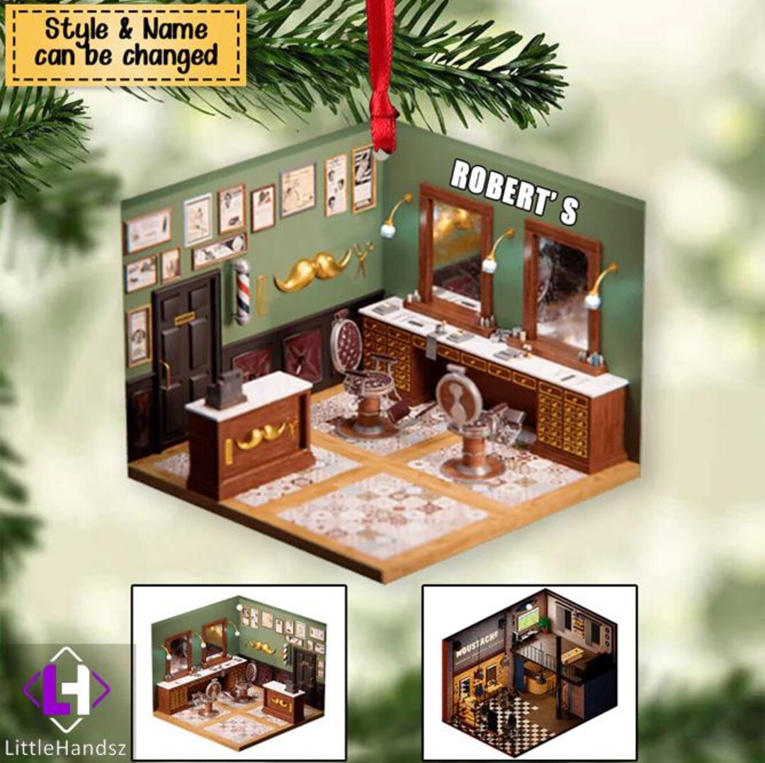 Personalized Barber Shop 2025 Christmas Ornament, Barber Shop Acrylic ...