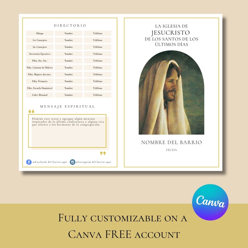 Boletín SUD, Reunión Sacramental ⎮ward Bulletin Spanish LDS, Sacrament ...