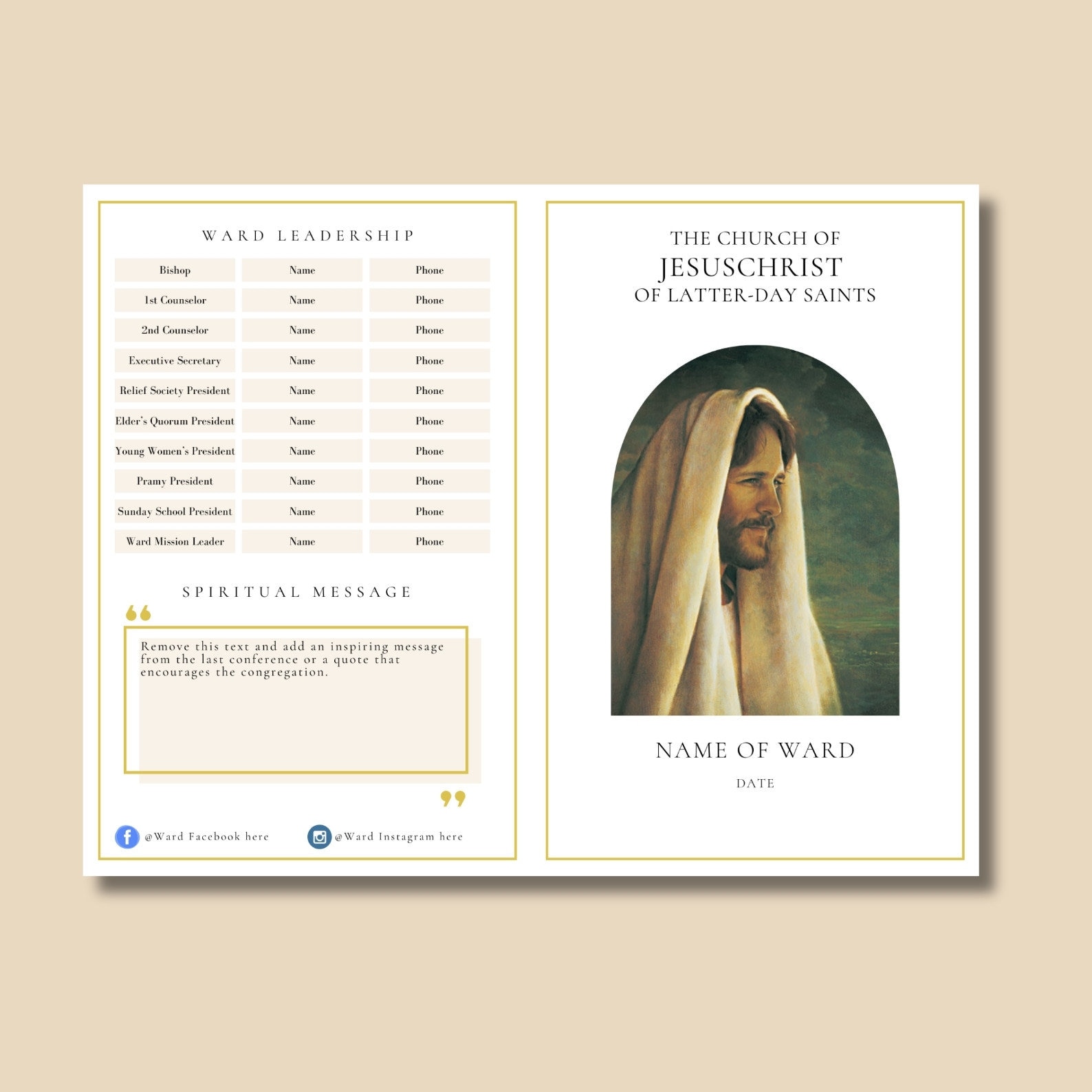 Ward Bulletin LDS ⎮ Sacrament Meeting ⎮ Editable, Personalizable Canva ...