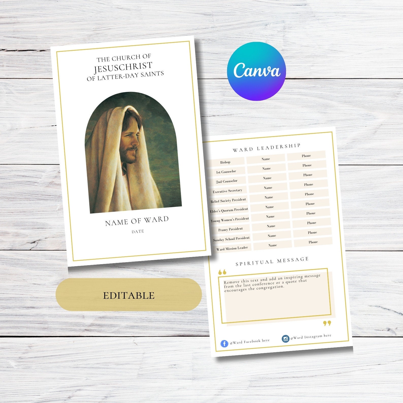 Ward Bulletin LDS ⎮ Sacrament Meeting ⎮ Editable, Personalizable Canva ...