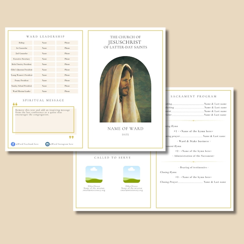 Ward Bulletin LDS ⎮ Sacrament Meeting ⎮ Editable, Personalizable Canva ...