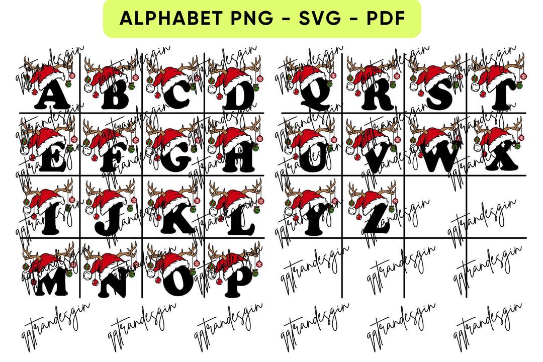 Christmas Alphabet SVG Bundle, A-Z Letters Svg for Cricut, Silhouette ...